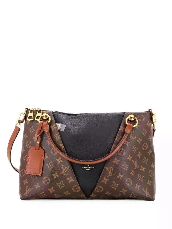 LOUIS VUITTON V Tote Monogram Canvas And Leather Mm Shoulder Bag - Black