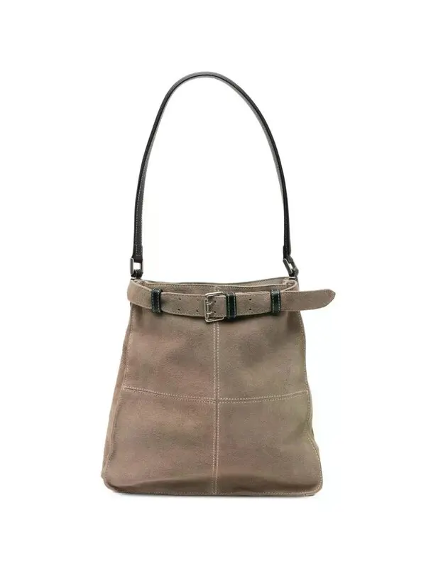 CROQUIS Suede-finish Buckled Shoulder Bag - Neutrals