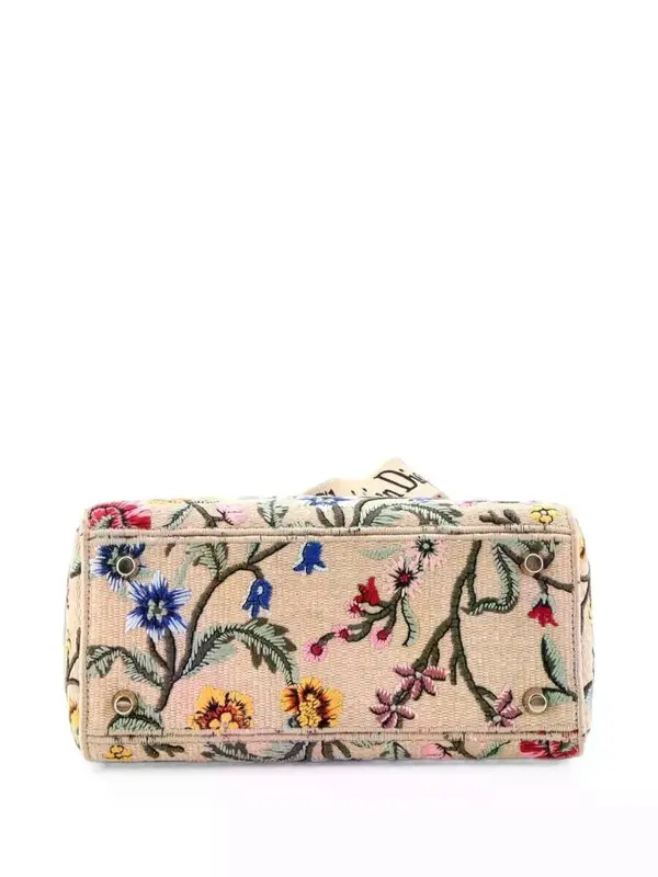 Dior Lady D-lite Bag Embroidered Raffia Medium Satchel - Neutrals