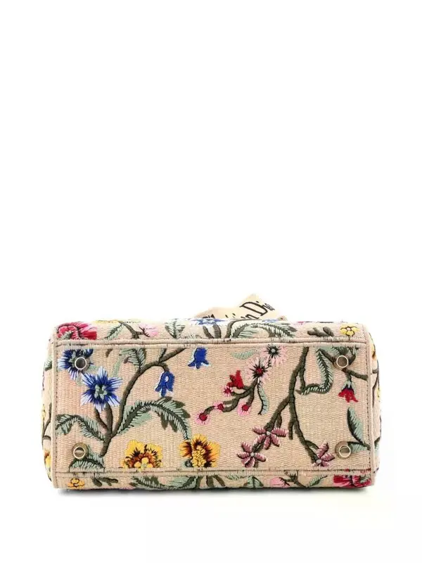 Dior Lady D-lite Bag Embroidered Raffia Medium Satchel - Neutrals