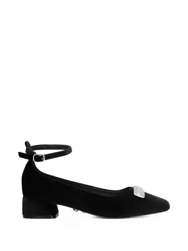 TWENTY FOURHAITCH Crystal-embellished Ankle-strap Flat Pumps