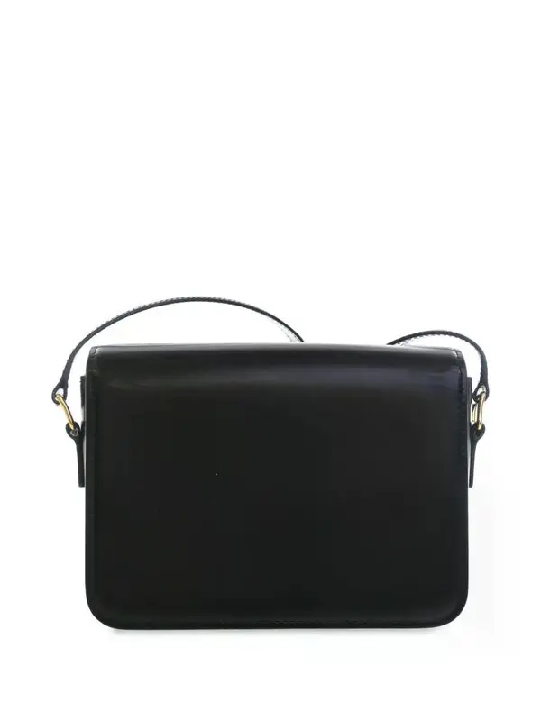 Celine 2023 Teen Shiny Calfskin Triomphe Crossbody Bag - Black