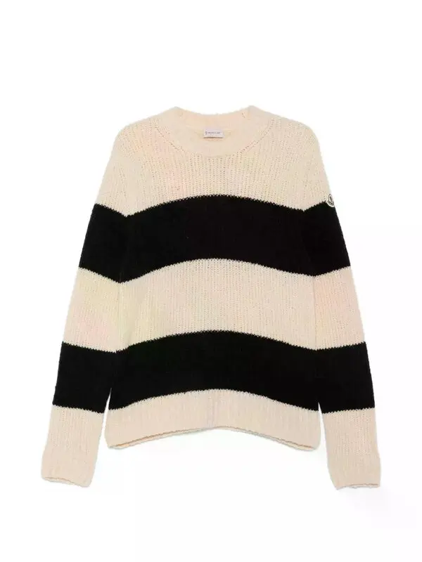 Moncler Bouclé-knit Striped Sweater - Neutrals