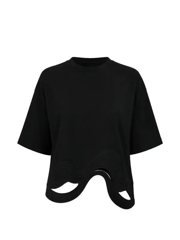 Alpha Studio Cut-out Wavy-hem T-shirt