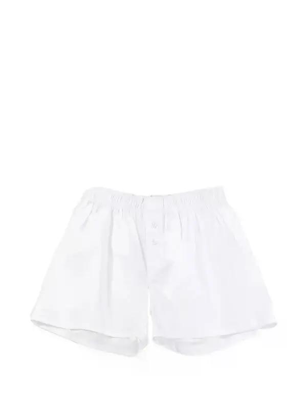 HANDVAERK Elasticated-waist Button-fastening Boxer Shorts - White