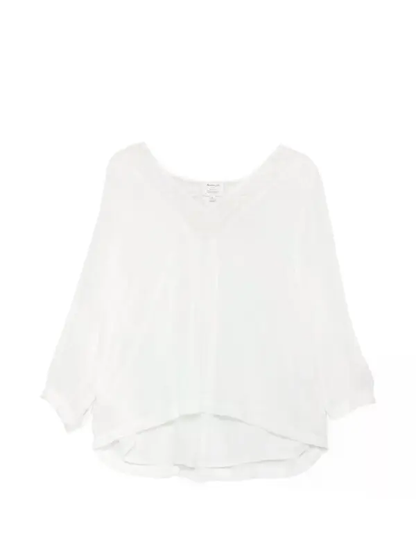 MAISON123 Broderie-anglaise V-neck Blouse - White