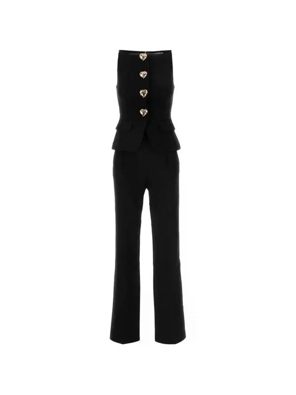 SELF-PORTRAIT Wool Crepe Jumpsuit - Black