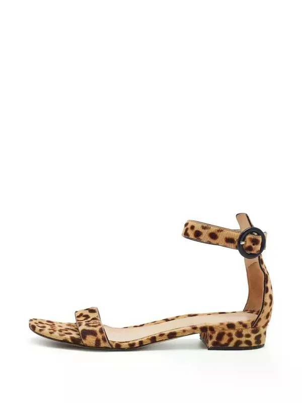 GIANVITO ROSSI Leopard-print Ankle-strap Sandals - Brown