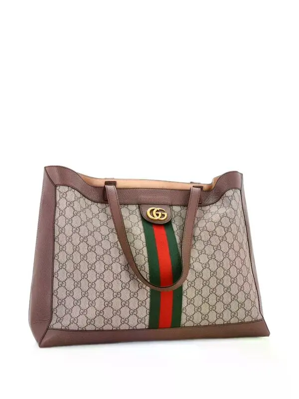 Gucci Disney Three Little Pigs Ophidia Soft Open Gg Coated Canvas East West Tote Bag - Brown