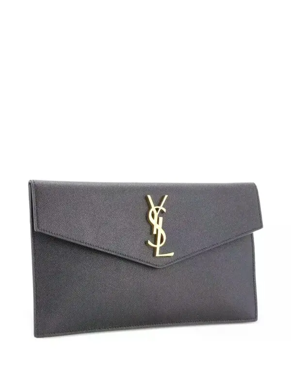 Saint Laurent Uptown Pouch Leather Clutch Bag - Black