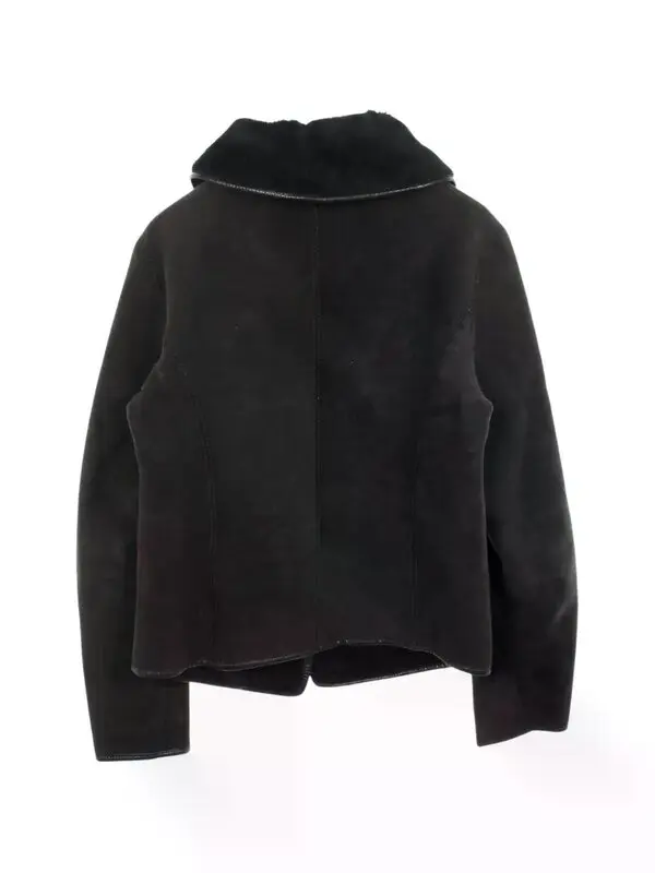 Celine Mouton Shearling-collar Jacket - Black