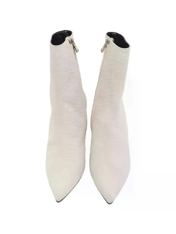 Amiri Croc-embossed Pointed-toe Ankle Boots - Neutrals