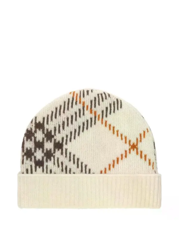 Burberry Check Cashmere Blend Beanie