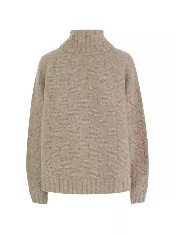 ALLUDE Geometric-pattern Roll-neck Sweater - Neutrals