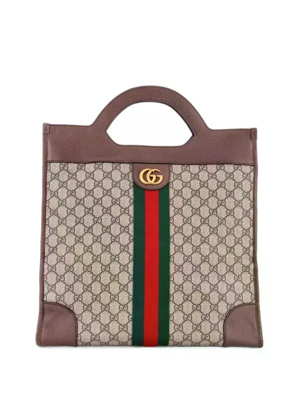 Gucci Ophidia Cut Out Handle Gg Coated Canvas Medium Tote Bag - Brown