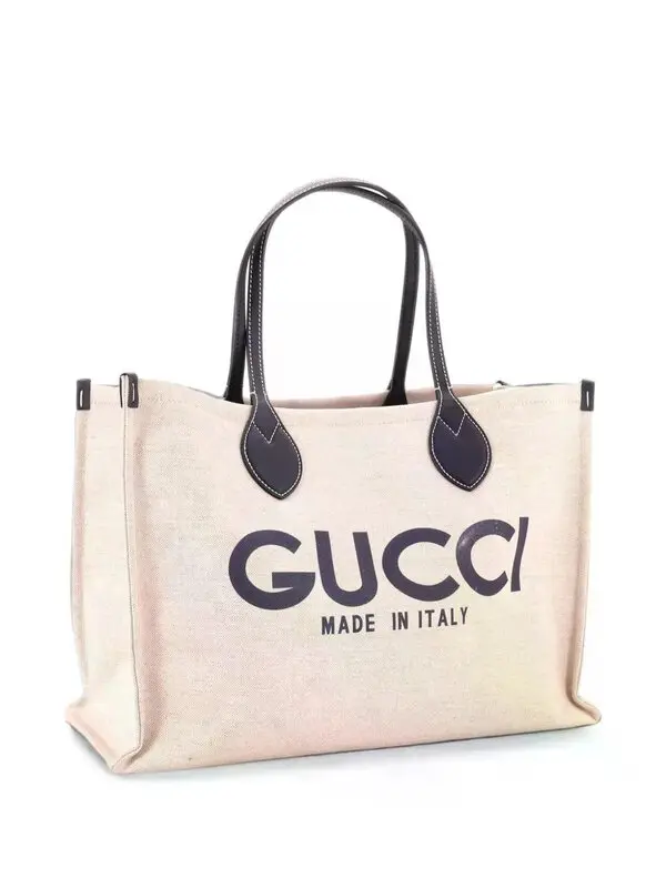 Gucci Logo Shopper Printed Canvas Medium Tote Bag