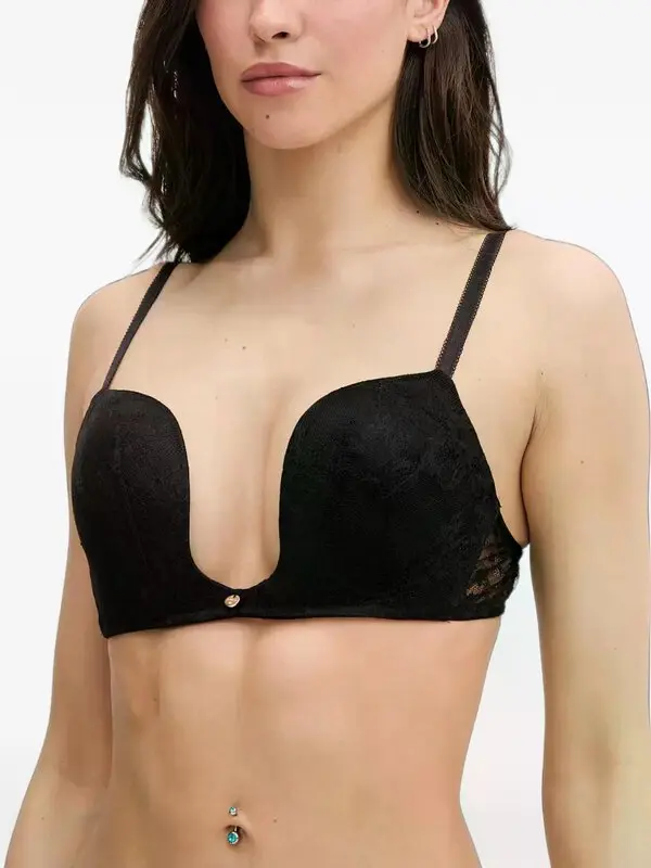 Guess Lace-overlay Plunge Bra - Black