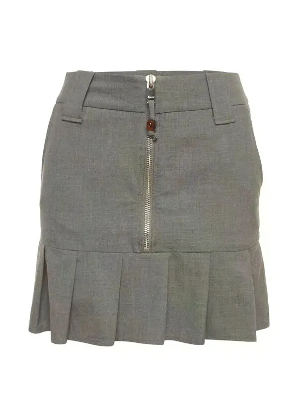 GANNI Pleated Chambray Mini Skirt