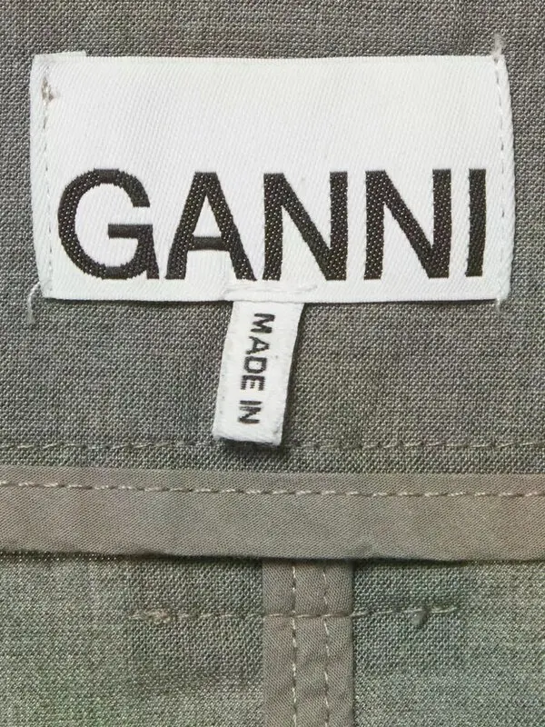 GANNI Pleated Chambray Mini Skirt