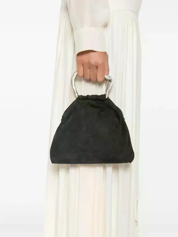 AUTENTICA 504 Small Delia Sculptural-handle Suede Pouch