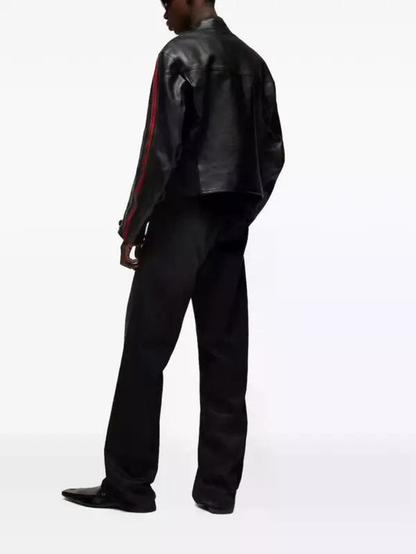 Gucci Leather Biker Jacket With Web