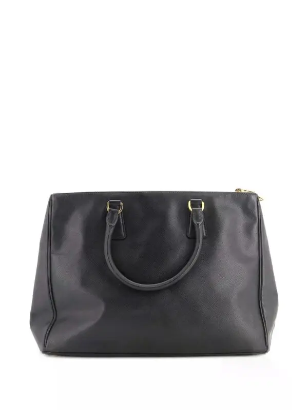 Prada Double Zip Lux Saffiano Leather Large Tote Bag - Black