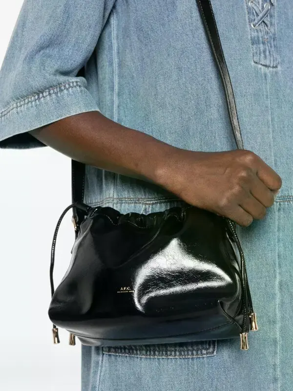 A.p.c. Mini Ninon Leather Shoulder Bag - Black