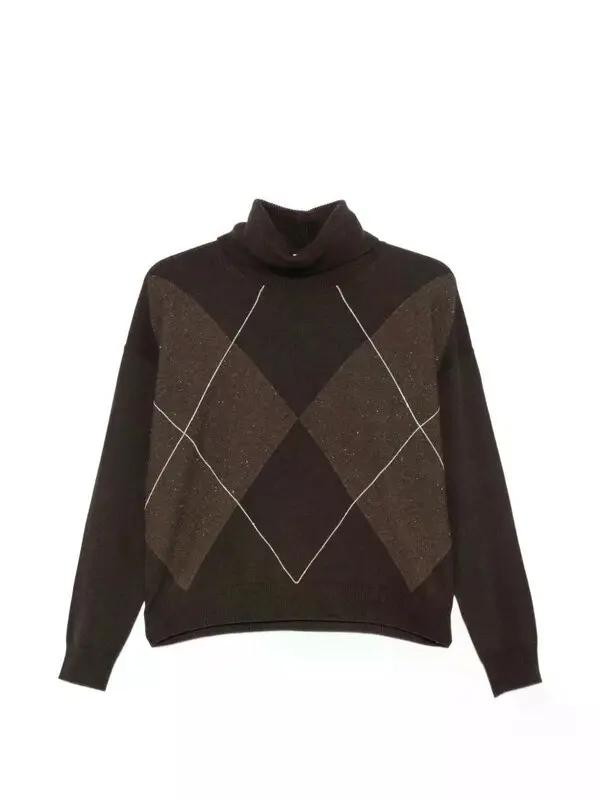 Peserico Argyle Roll-neck Sweater