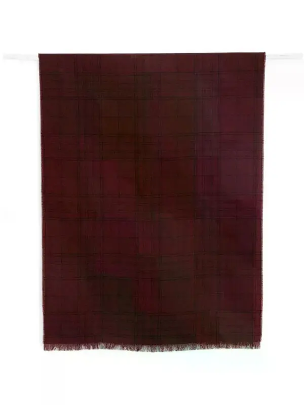 Destin Check-pattern Frayed-edge Scarf