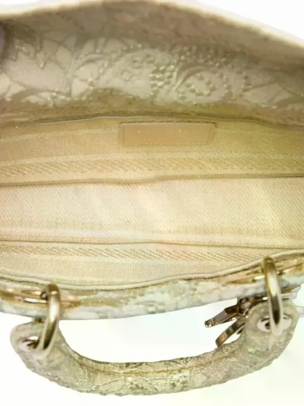 Dior 2023 Medium Embroidered Lace 3d Macrame Lady D Joy Satchel
