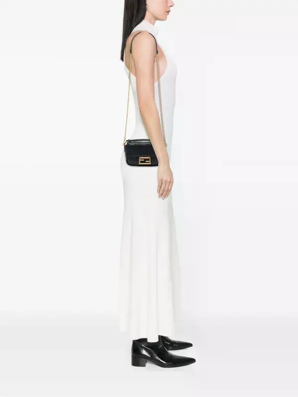 Fendi 2010-2026 Mini Zucca Embossed Leather Baguette Satchel