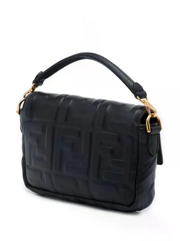 Fendi 2010-2026 Mini Zucca Embossed Leather Baguette Satchel