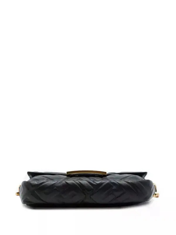 Fendi 2010-2026 Mini Zucca Embossed Leather Baguette Satchel