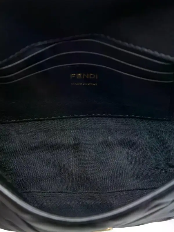 Fendi 2010-2026 Mini Zucca Embossed Leather Baguette Satchel