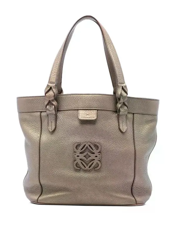 Loewe 2013 Metallic Leather Anagram Fusta Tote Bag - Brown