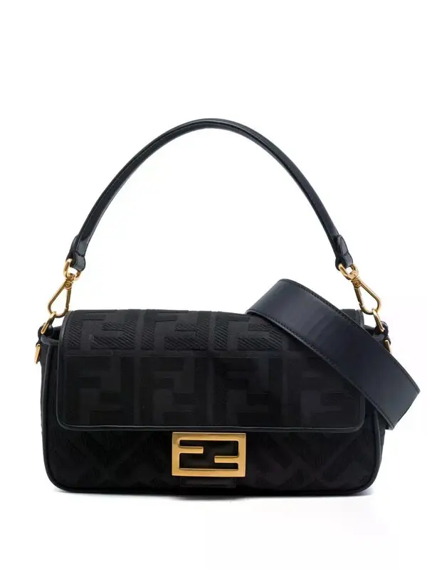 Fendi 2010-2026 Zucca Embroidered Canvas Baguette Satchel