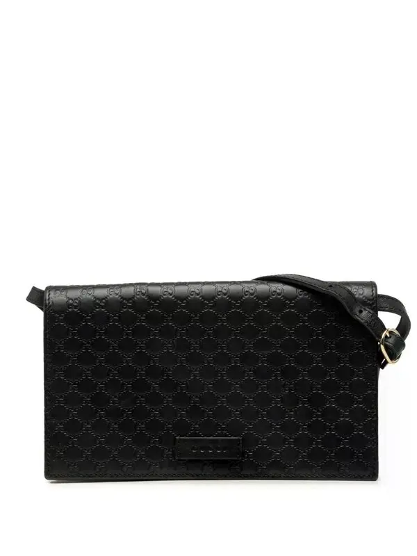 Gucci 2000-2015 Microguccissima Wallet On Strap Crossbody Bag - Black