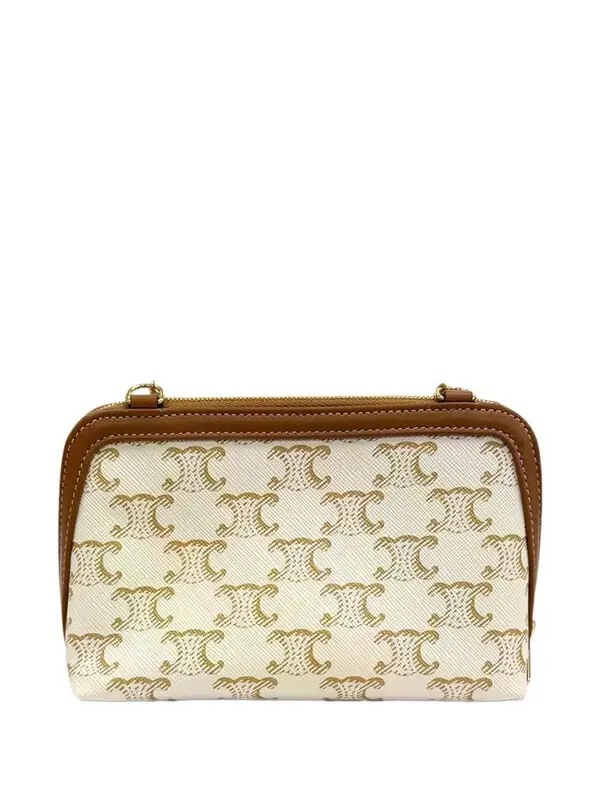 Celine Triomphe Coated Canvas Clutch On Chain Crossbody Bag