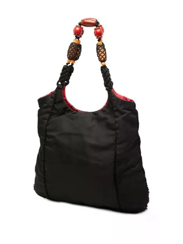 Prada 2010-2026 Tessuto Beaded Handle Hobo Bag