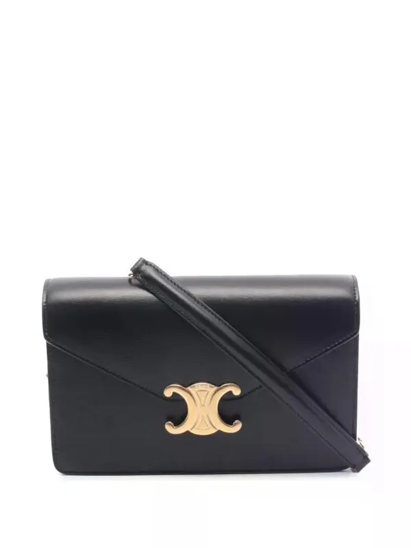 Celine 2000-2026 Leather Margo Wallet On Chain Crossbody Bag - Black