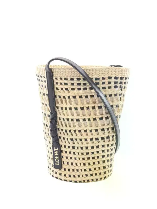 Loewe Braid Pocket Iraca Palm Pouch Crossbody Bag - Neutrals