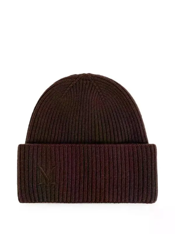 Max Mara Ribbed Cashmere Beanie Dark - Brown
