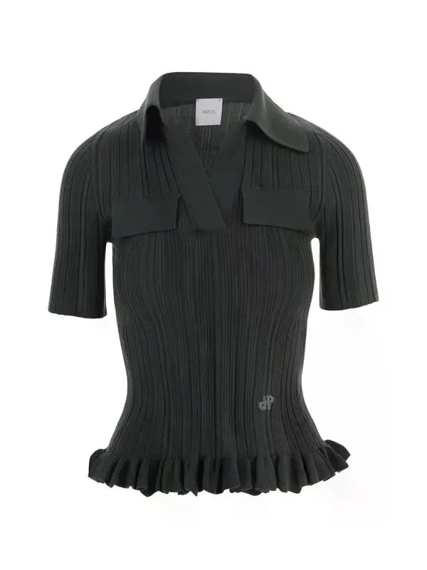 PATOU Ruffled Ribbed Sweater - Green