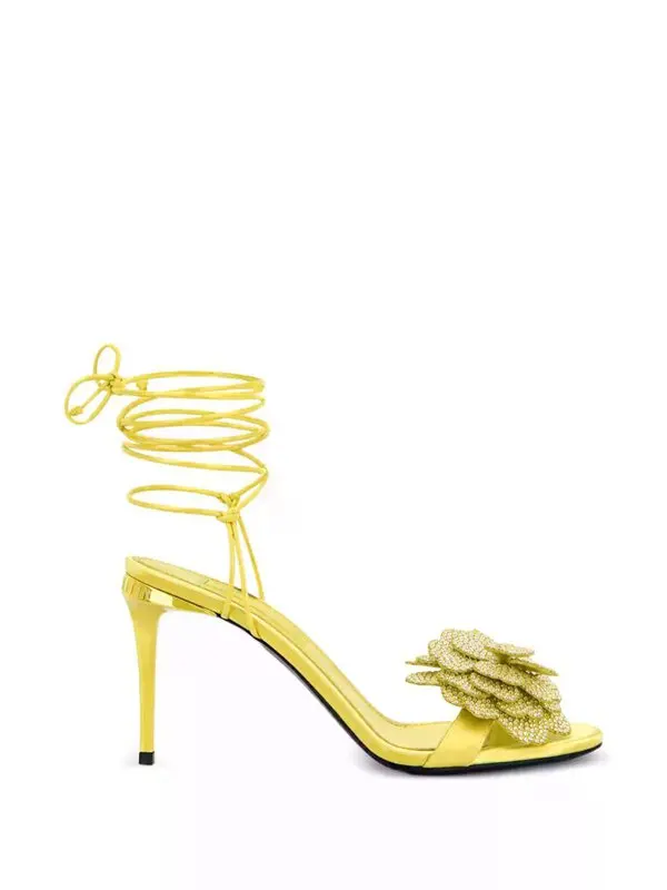 Philipp Plein Lace-up High-heels Sandals Strass Flower 9 - Yellow
