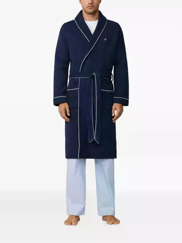 HACKETT LONDON Waffle-weave Embroidered Dressing Gown
