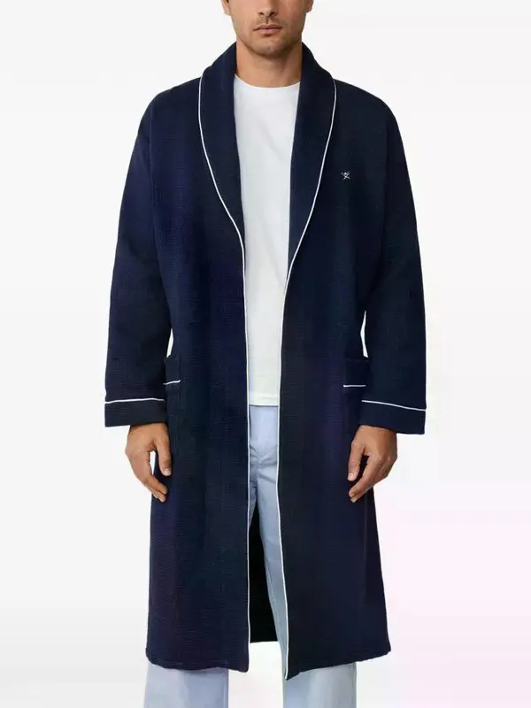 HACKETT LONDON Waffle-weave Embroidered Dressing Gown