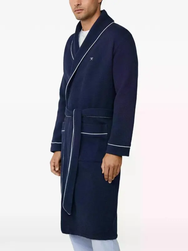 HACKETT LONDON Waffle-weave Embroidered Dressing Gown