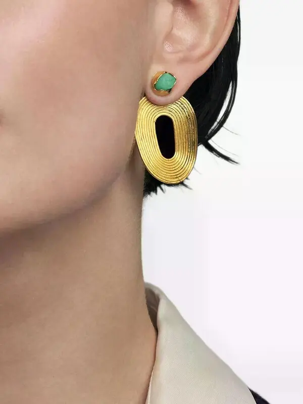 FENOMENA Front Back Waves Earrings With Gemstone