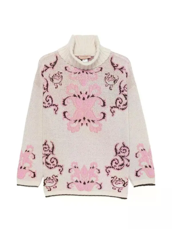 TWINSET Intarsia-knit Roll-neck Sweater - Neutrals