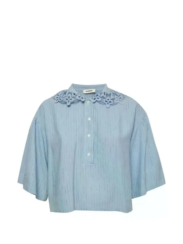 Sandro Peter-pan Collar Pinstripe Shirt